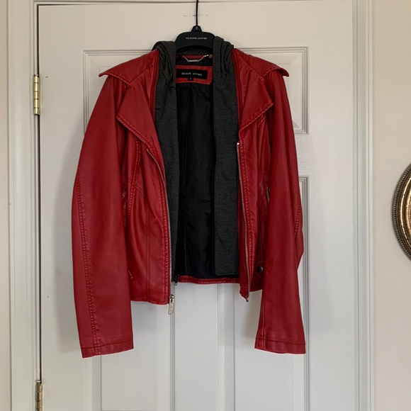 Black Rivet | Jackets & Coats | Red Black Rivet Leather Jacket With ...